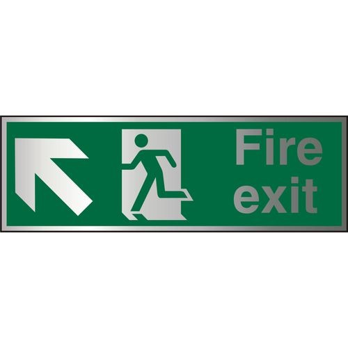 Fire Exit Sign Up Left Arrow Aluminium 10 x 30 cm — Parkem