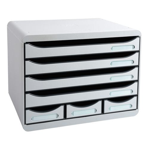 Exacompta Drawer Unit with 7 Drawers Store-Box Mini Plastic Light Grey ...