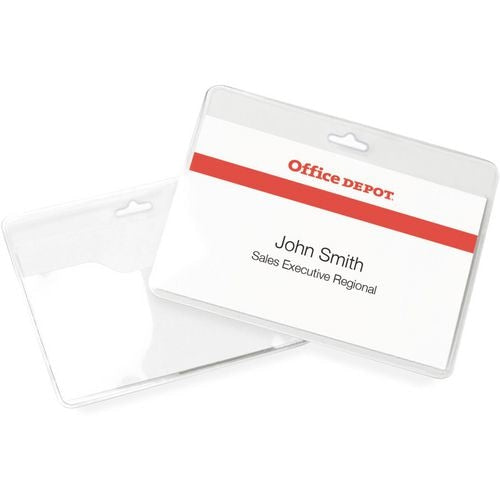 Office Depot Name Badge No Clip PVC Landscape 90 x 60mm Pack of 10 — Parkem