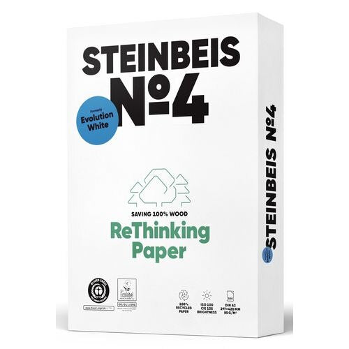 Steinbeis No.4 A3 Printer Paper White 100% Recycled 80 gsm Smooth 500 ...