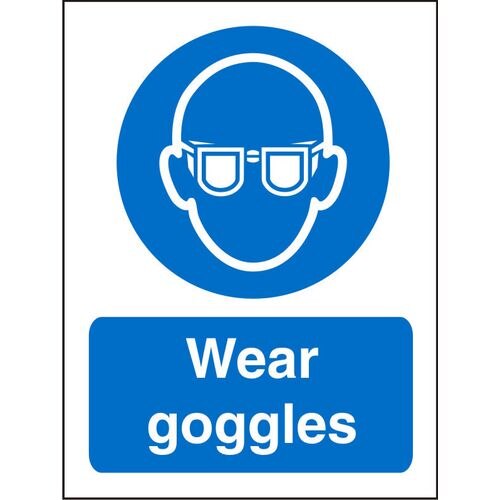 Mandatory Sign Wear Goggles Vinyl 20 x 15 cm — Parkem