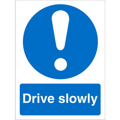 Mandatory Sign Drive Slow Plastic 20 x 15 cm — Parkem