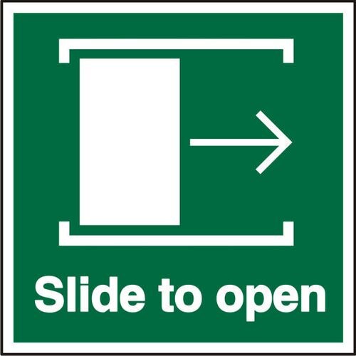 Exit Sign Slide To Open with Right Arrow Vinyl 10 x 10 cm — Parkem