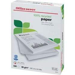 Office Depot 100% Recycled Printer Paper A4 80 gsm Off-White 55 CIE 50 ...