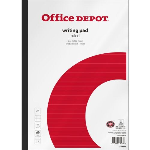 Office Depot Notepad A4 Ruled Glued Paper Soft Cover White 400 Pages P ...