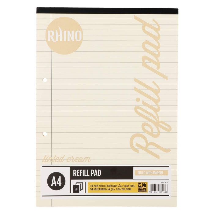 Rhino A4 Special Refill Pad 50 Leaf Feint Ruled 8mm With Margin Cream ...