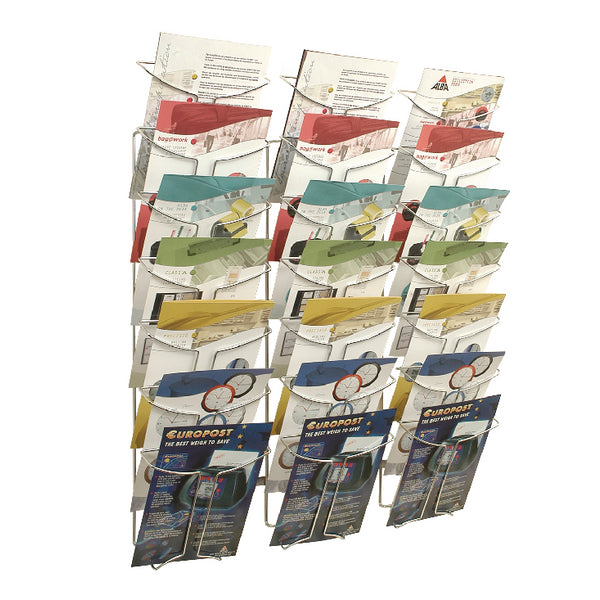 Alba Wall Mounted 21 Pocket Literature Holder A4 Chrome — Parkem
